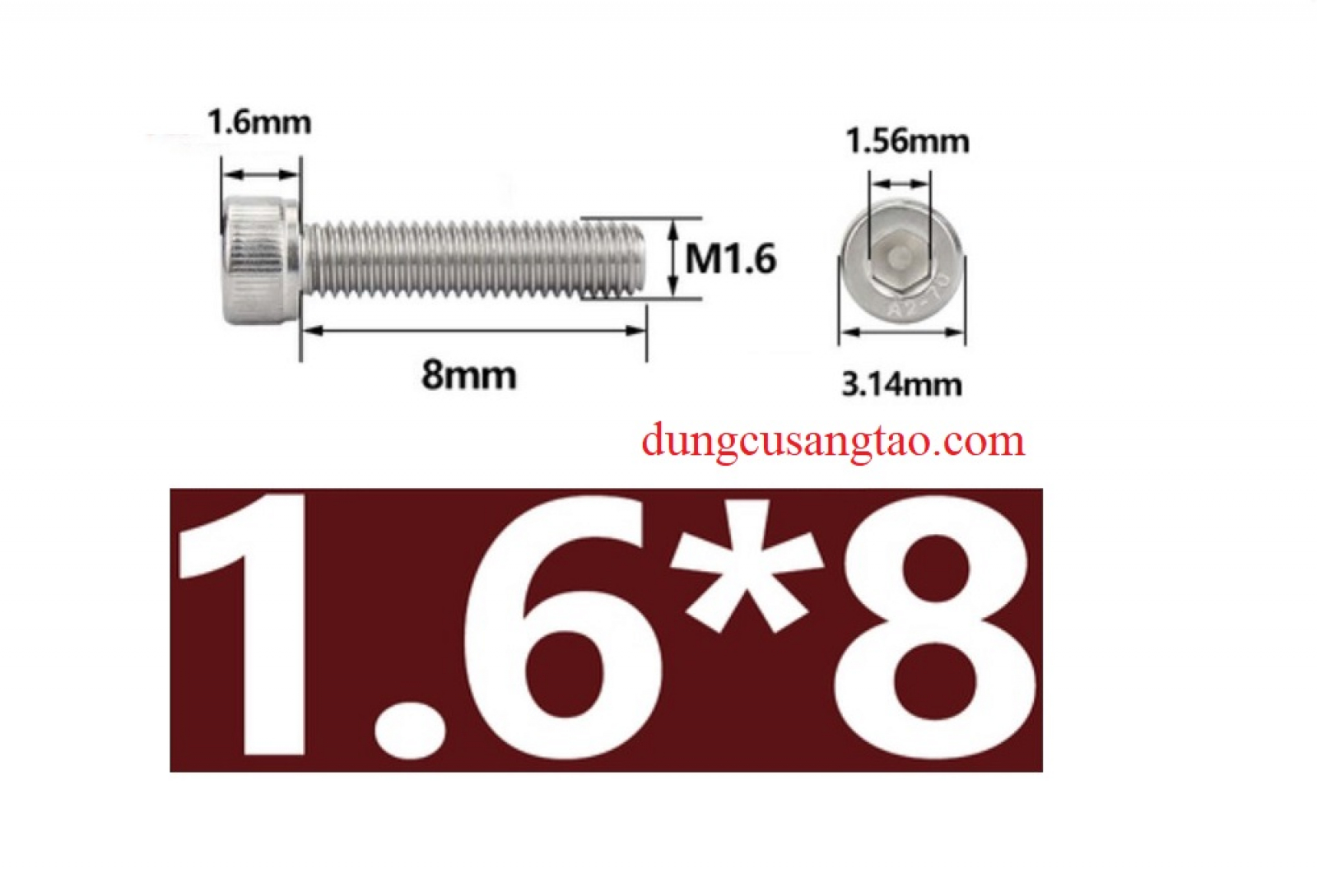 Ốc lục giác Inox M1.4 M1.6 / bu lông M1.6 M1.4